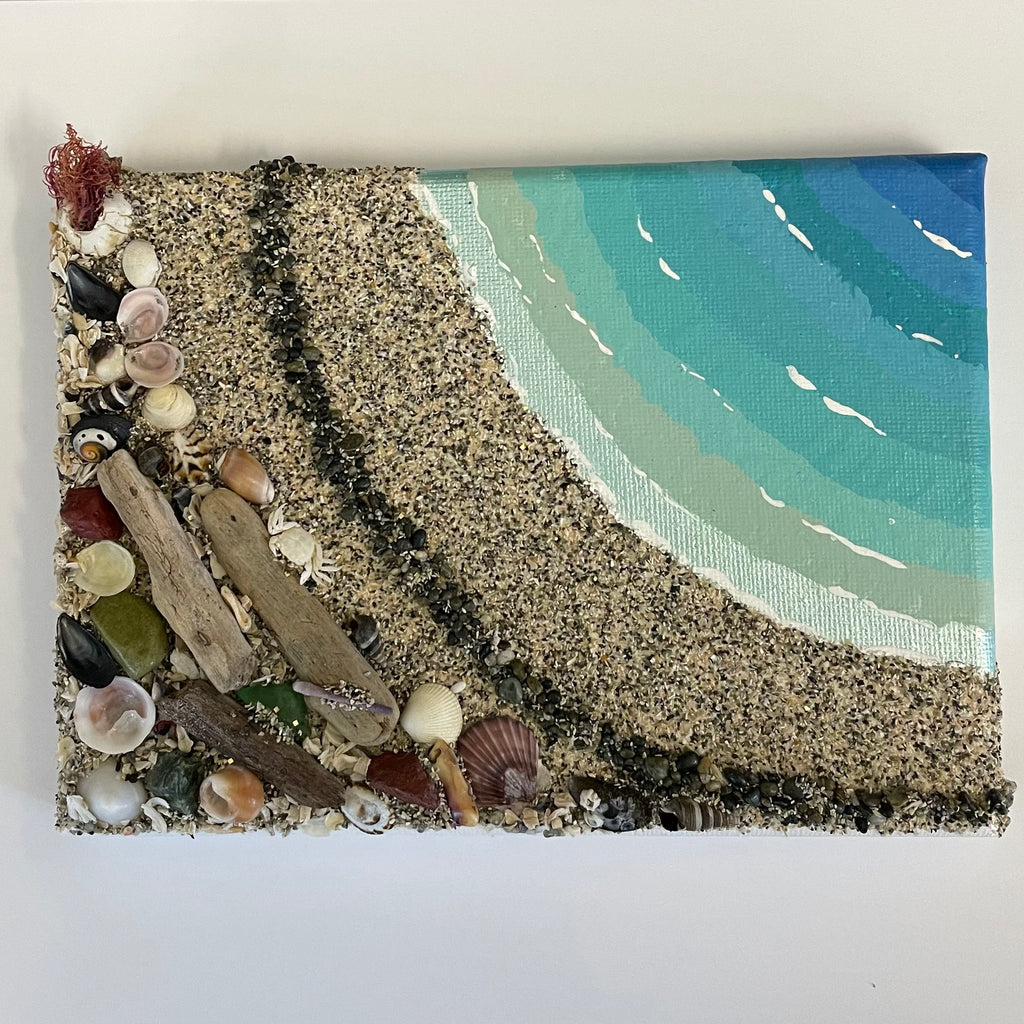 Jan Myers - Mixed Media - Beach scene 7" x 5" | McMillan Arts Centre